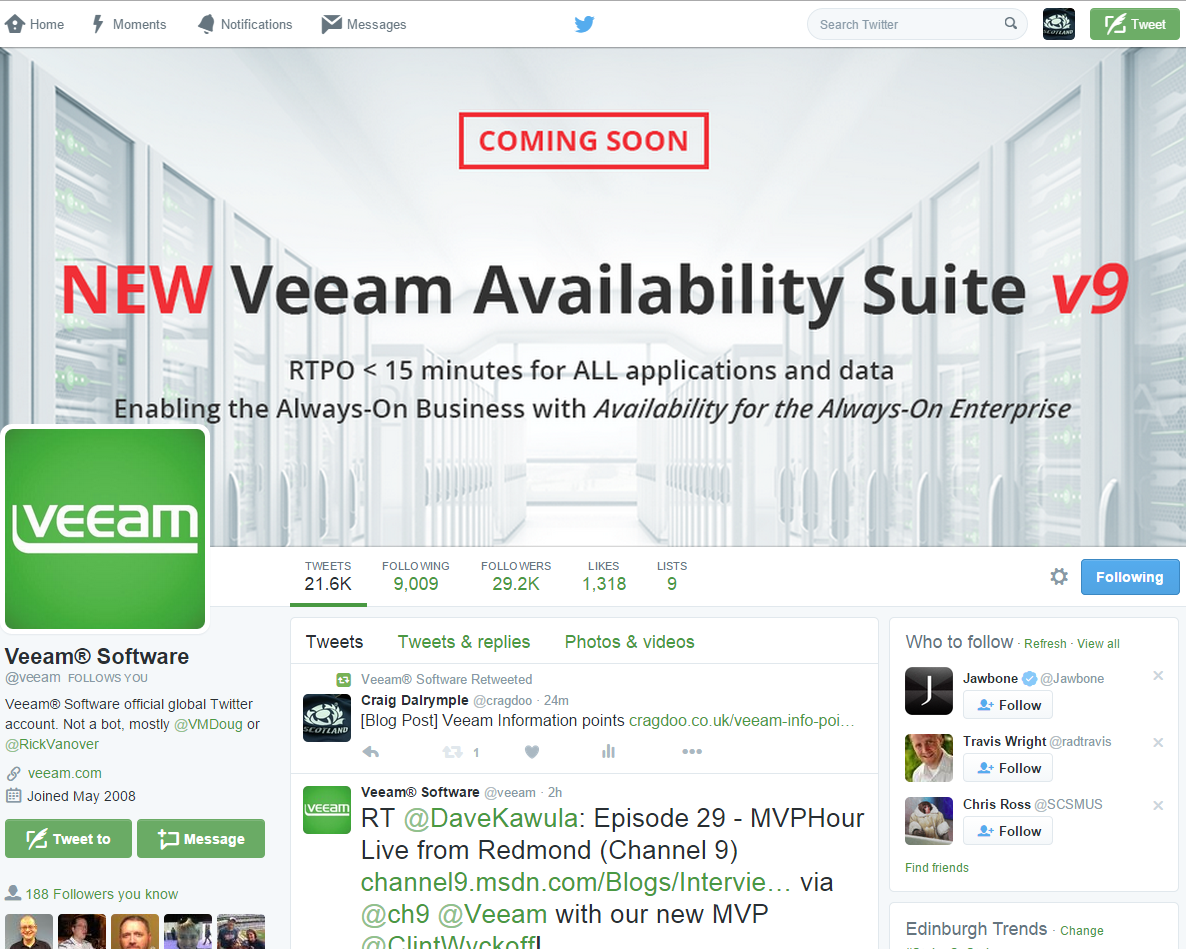 VeeamSoftware (@veeam) _ Twitter - Cragdoo Blog VeeamSoftware (@veeam) _ Twitter - Cragdoo Blog