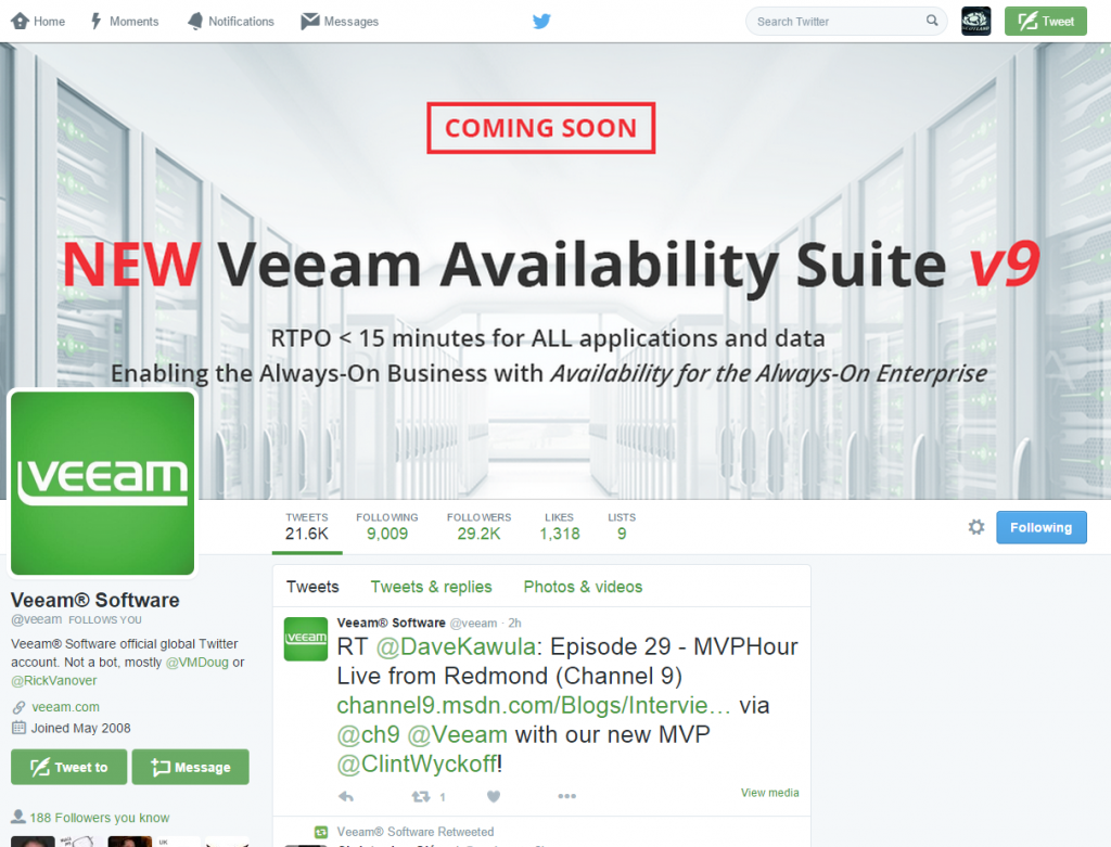 VeeamSoftware (@veeam) _ Twitter - Cragdoo Blog VeeamSoftware (@veeam) _ Twitter - Cragdoo Blog